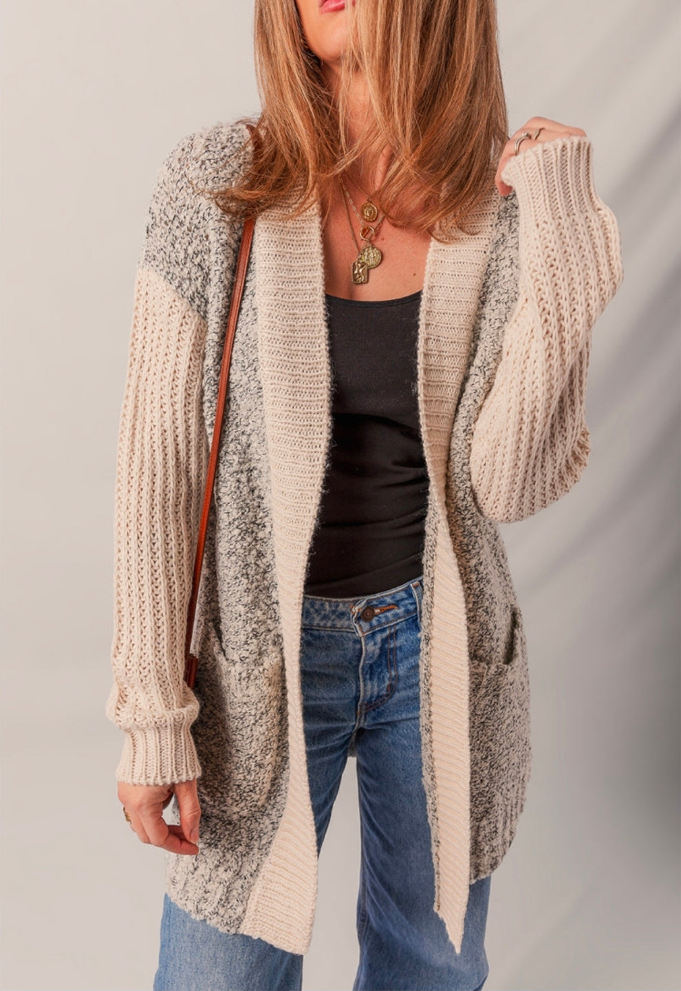 Colorblock Open Front Cardigan with Pockets | Modest Layer – ️💙Classy ...